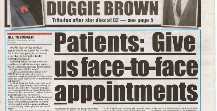 Rotherham Advertiser - front page for Healthwatch Rotherham ...